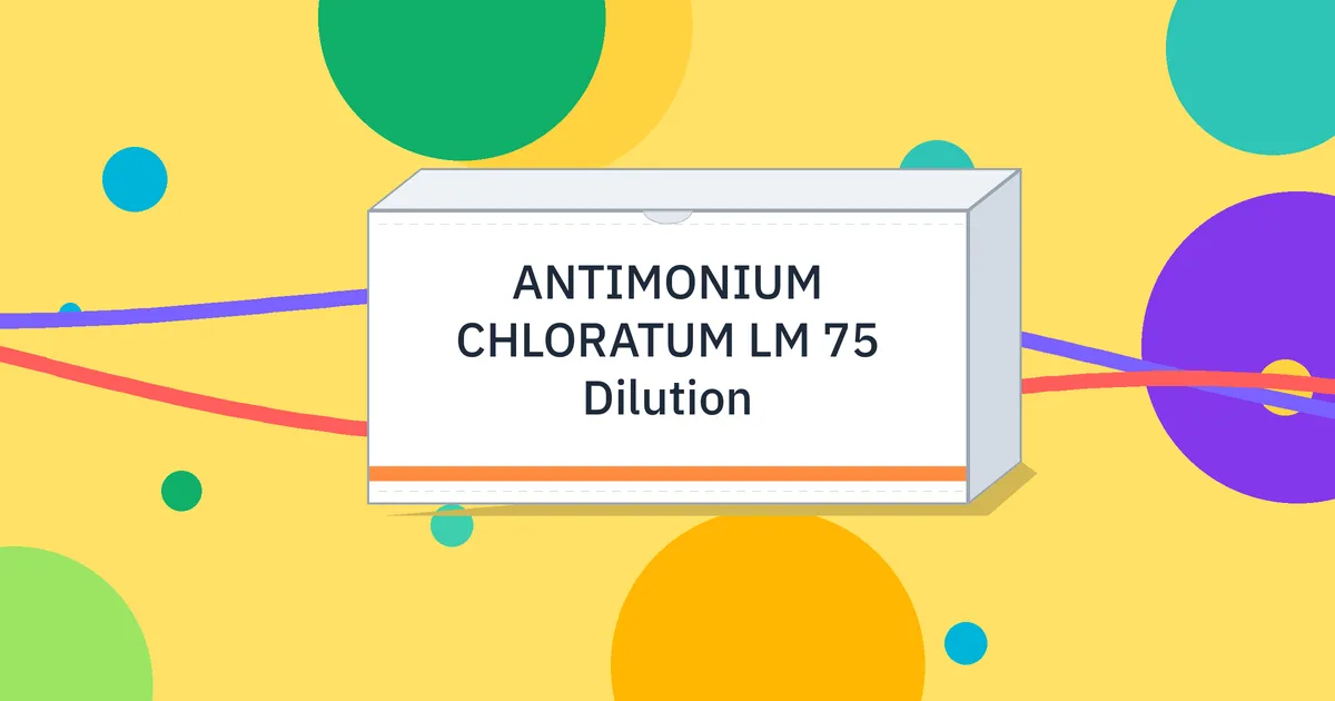 Symbolbild: Packung mit der Aufschrift ANTIMONIUM CHLORATUM LM 75 Dilution (PZN 13373004) – Verfügbarkeit und Bezug in Apotheken in Frankfurt am Main