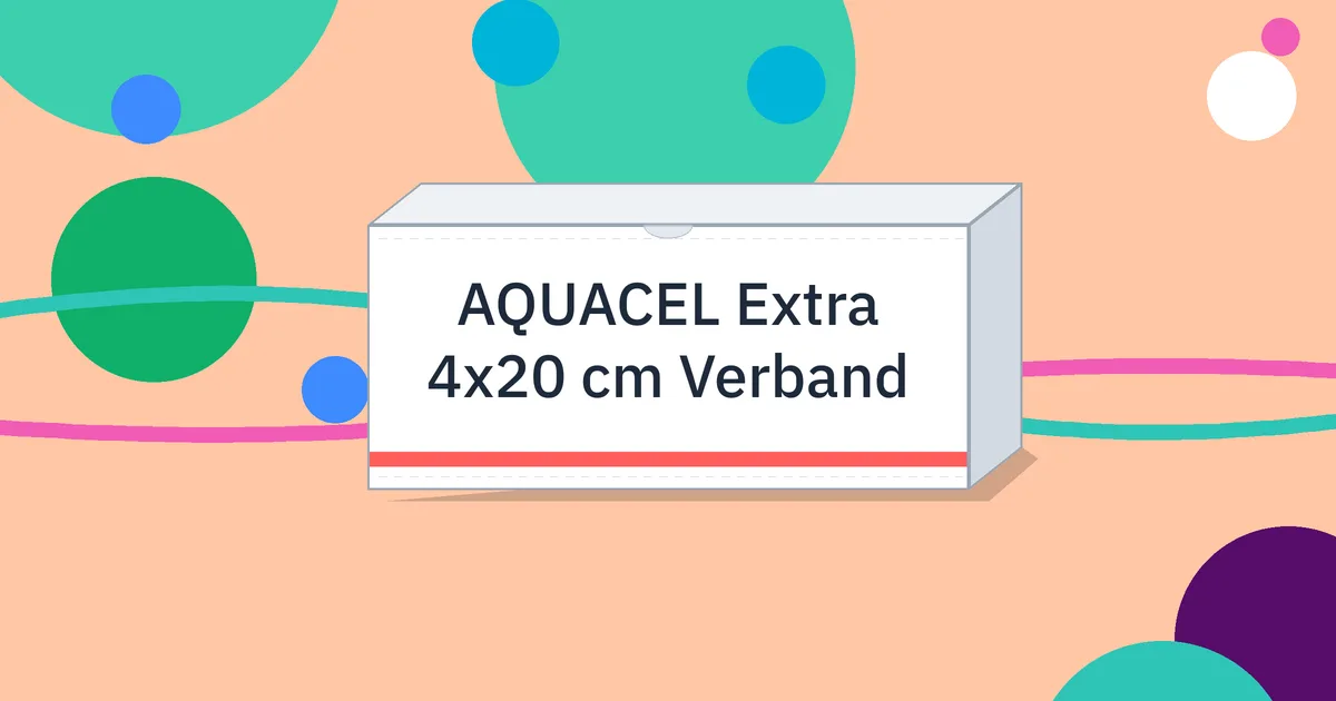 Symbolbild: Packung mit der Aufschrift AQUACEL Extra 4x20 cm Verband (PZN 11159637) – Verfügbarkeit und Bezug in Apotheken in Frankfurt am Main