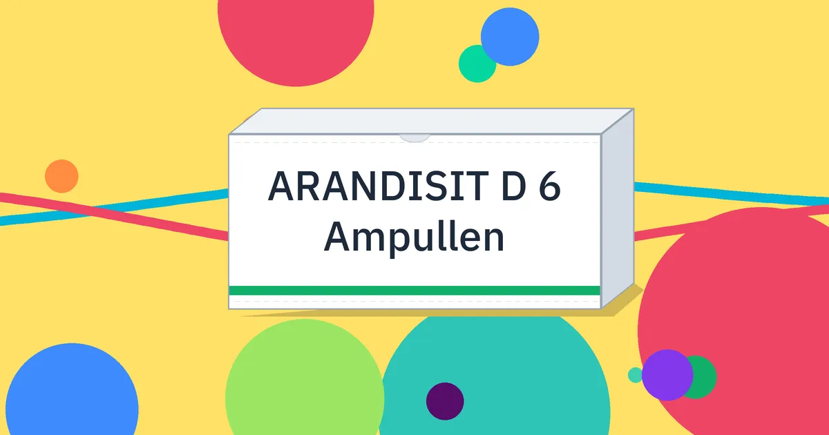 Symbolbild: Packung mit der Aufschrift ARANDISIT D 6 Ampullen (PZN 01617702) – Verfügbarkeit und Bezug in Apotheken in Frankfurt am Main