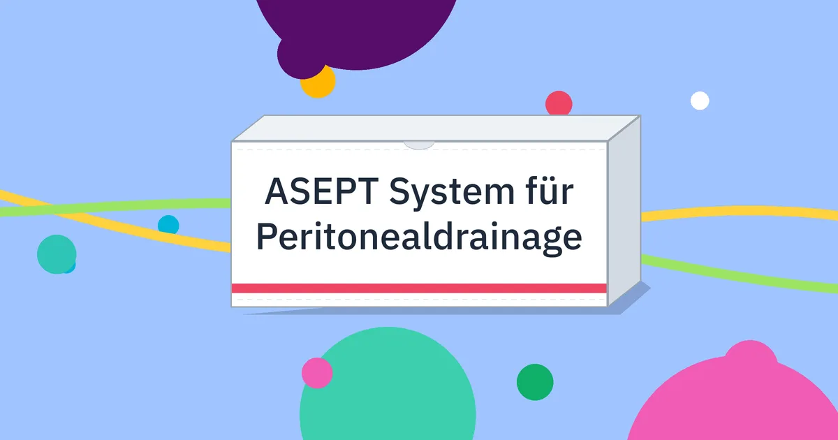 Symbolbild: Packung mit der Aufschrift ASEPT System für Peritonealdrainage (PZN 09917562) – Verfügbarkeit und Bezug in Apotheken in Frankfurt am Main