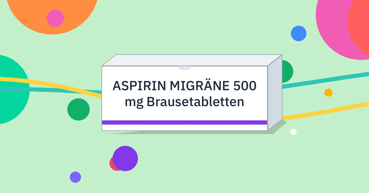 Symbolbild: Packung mit der Aufschrift ASPIRIN MIGRÄNE 500 mg Brausetabletten (PZN 00958281) – Verfügbarkeit und Bezug in Apotheken in Frankfurt am Main