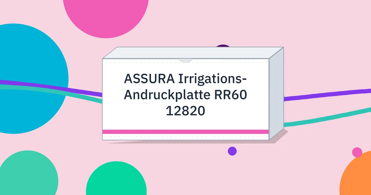 Symbolbild: Packung mit der Aufschrift ASSURA Irrigations-Andruckplatte RR60 12820 (PZN 08602862) – Verfügbarkeit und Bezug in Apotheken in Frankfurt am Main