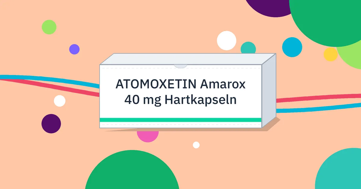 Symbolbild: Packung mit der Aufschrift ATOMOXETIN Amarox 40 mg Hartkapseln (PZN 19178628) – Verfügbarkeit und Bezug in Apotheken in Frankfurt am Main