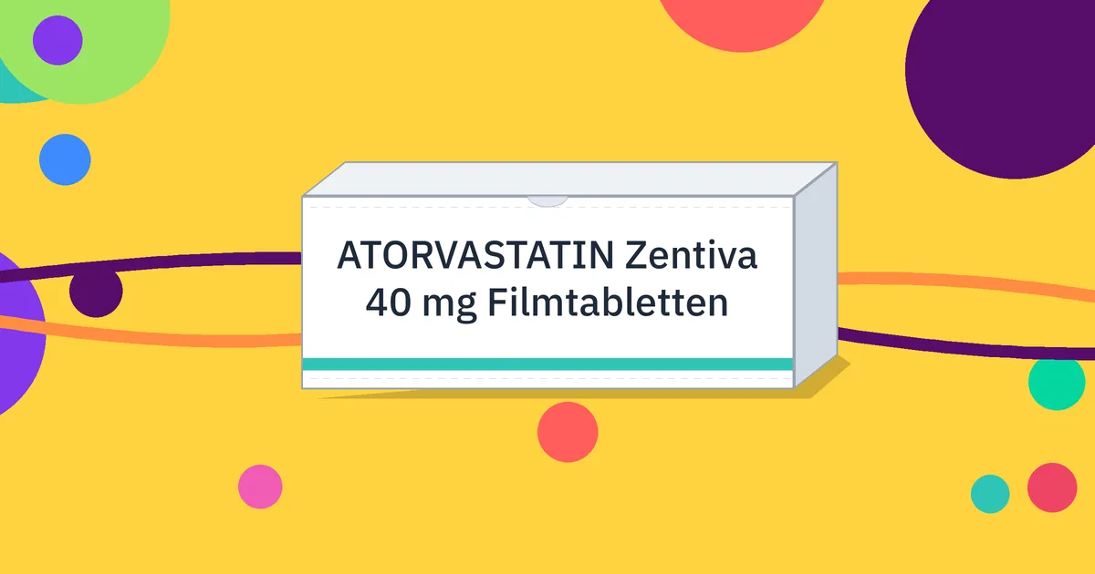 Symbolbild: Packung mit der Aufschrift ATORVASTATIN Zentiva 40 mg Filmtabletten (PZN 15784450) – Verfügbarkeit und Bezug in Apotheken in Frankfurt am Main