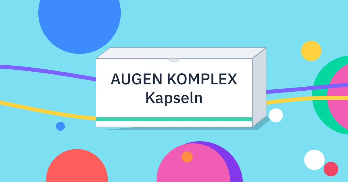Symbolbild: Packung mit der Aufschrift AUGEN KOMPLEX Kapseln (PZN 07127809) – Verfügbarkeit und Bezug in Apotheken in Frankfurt am Main