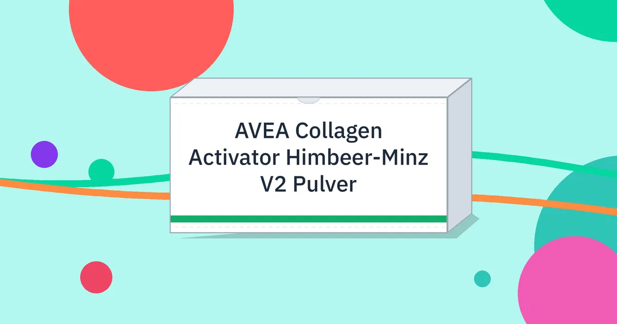Symbolbild: Packung mit der Aufschrift AVEA Collagen Activator Himbeer-Minz V2 Pulver (PZN 19790424) – Verfügbarkeit und Bezug in Apotheken in Frankfurt am Main