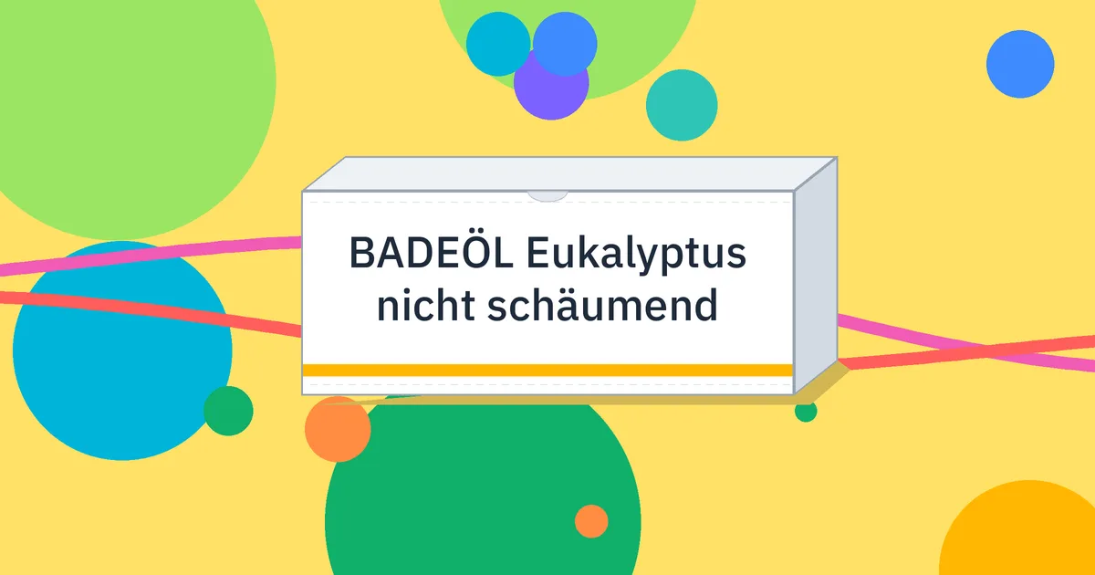 Symbolbild: Packung mit der Aufschrift BADEÖL Eukalyptus nicht schäumend (PZN 18212814) – Verfügbarkeit und Bezug in Apotheken in Frankfurt am Main