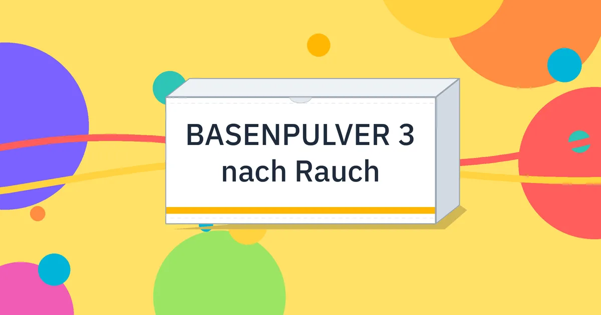 Symbolbild: Packung mit der Aufschrift BASENPULVER 3 nach Rauch (PZN 11058942) – Verfügbarkeit und Bezug in Apotheken in Frankfurt am Main