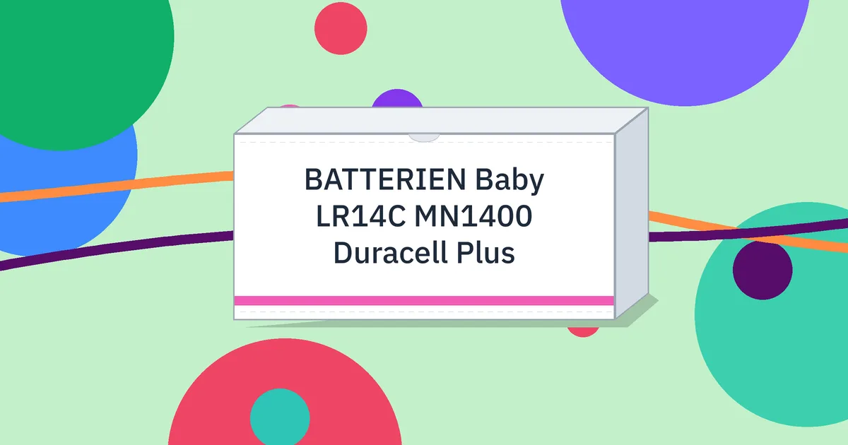 Symbolbild: Packung mit der Aufschrift BATTERIEN Baby LR14C MN1400 Duracell Plus (PZN 08411777) – Verfügbarkeit und Bezug in Apotheken in Frankfurt am Main