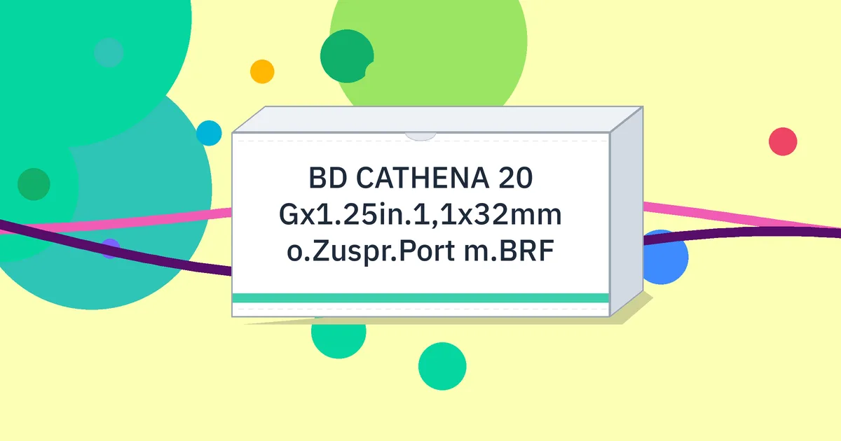 Symbolbild: Packung mit der Aufschrift BD CATHENA 20 Gx1.25in.1,1x32mm o.Zuspr.Port m.BRF (PZN 16934561) – Verfügbarkeit und Bezug in Apotheken in Frankfurt am Main