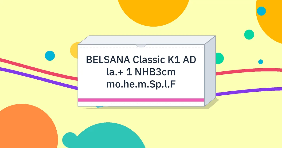 Symbolbild: Packung mit der Aufschrift BELSANA Classic K1 AD la.+ 1 NHB3cm mo.he.m.Sp.l.F (PZN 19254281) – Verfügbarkeit und Bezug in Apotheken in Frankfurt am Main