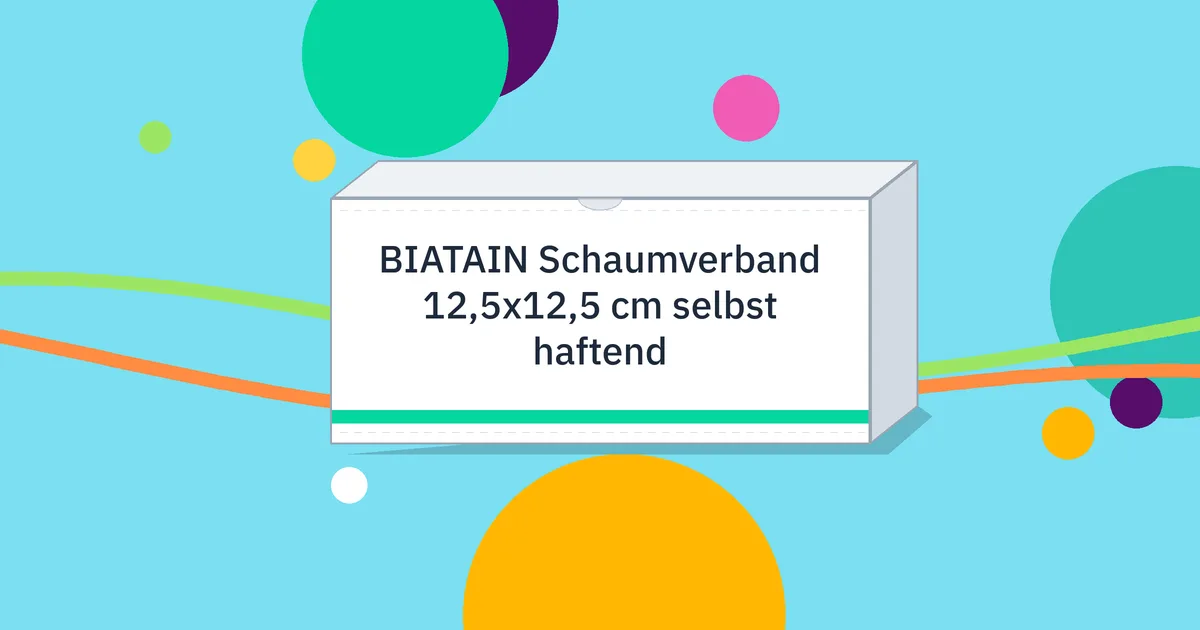 Symbolbild: Packung mit der Aufschrift BIATAIN Schaumverband 12,5x12,5 cm selbst haftend (PZN 17626643) – Verfügbarkeit und Bezug in Apotheken in Frankfurt am Main