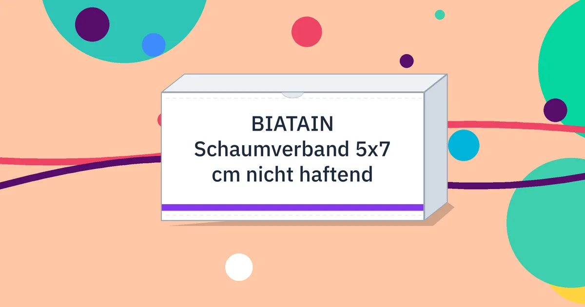 Symbolbild: Packung mit der Aufschrift BIATAIN Schaumverband 5x7 cm nicht haftend (PZN 20062090) – Verfügbarkeit und Bezug in Apotheken in Frankfurt am Main