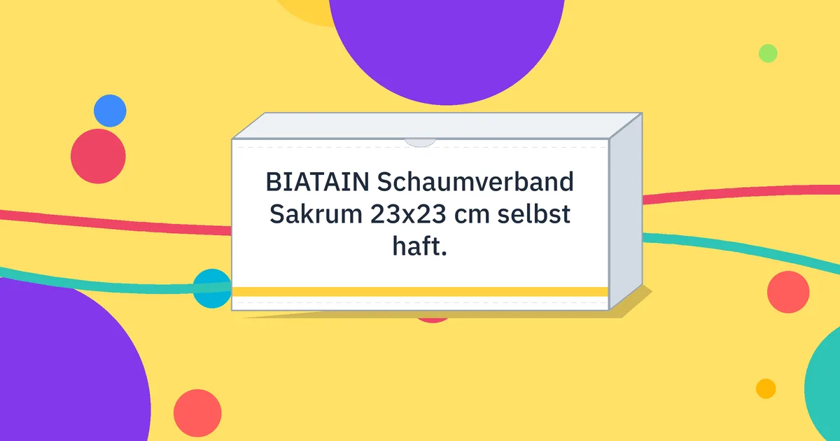 Symbolbild: Packung mit der Aufschrift BIATAIN Schaumverband Sakrum 23x23 cm selbst haft. (PZN 20286122) – Verfügbarkeit und Bezug in Apotheken in Frankfurt am Main