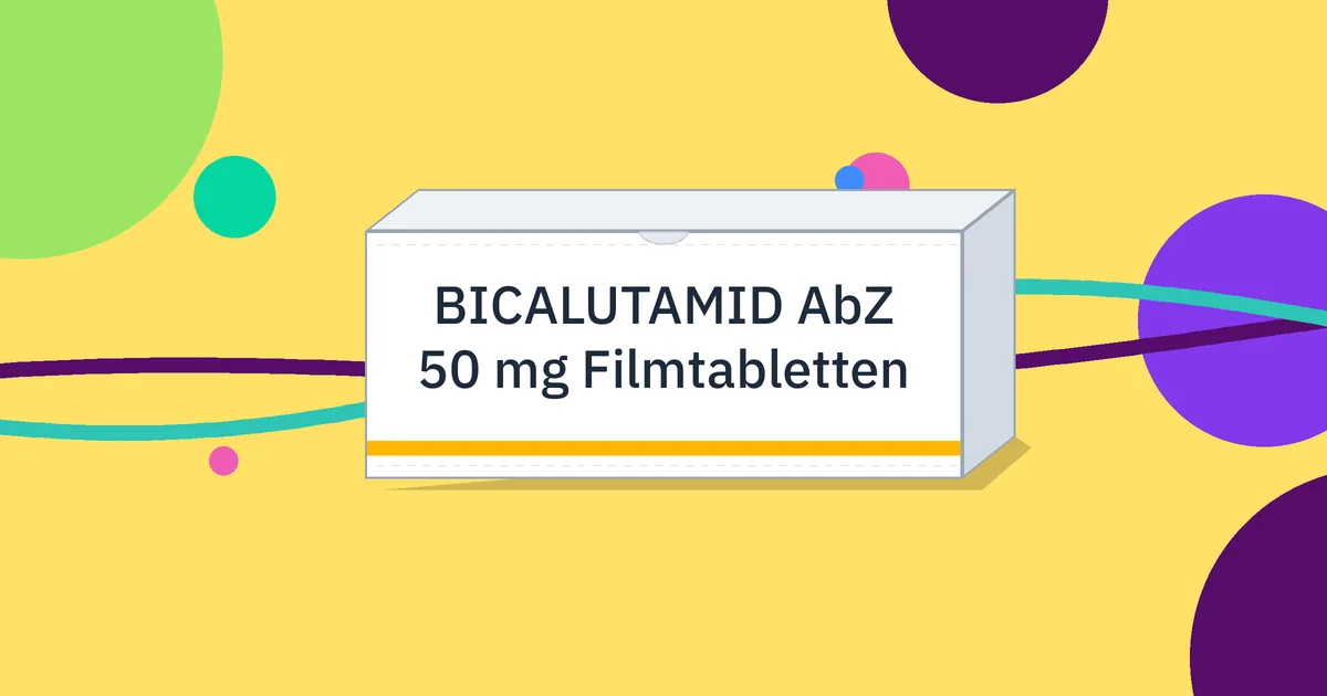 Symbolbild: Packung mit der Aufschrift BICALUTAMID AbZ 50 mg Filmtabletten (PZN 03575557) – Verfügbarkeit und Bezug in Apotheken in Frankfurt am Main
