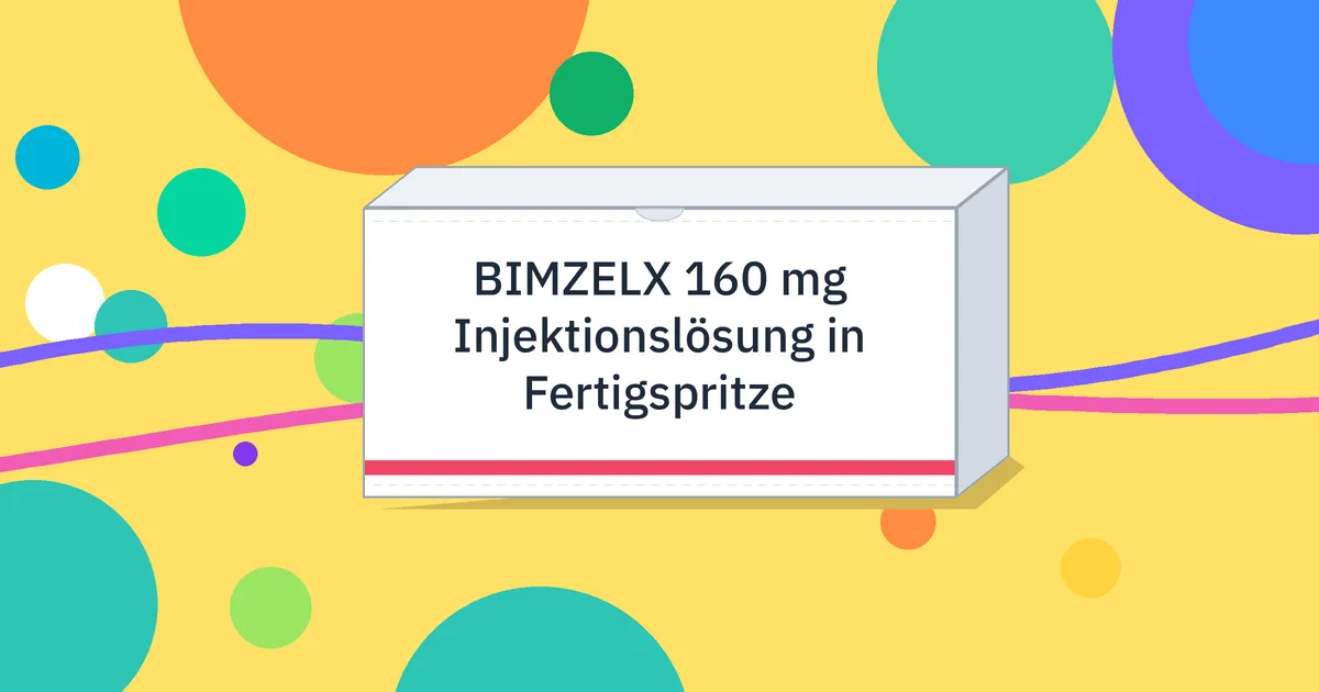 Symbolbild: Packung mit der Aufschrift BIMZELX 160 mg Injektionslösung in Fertigspritze (PZN 18400763) – Verfügbarkeit und Bezug in Apotheken in Frankfurt am Main