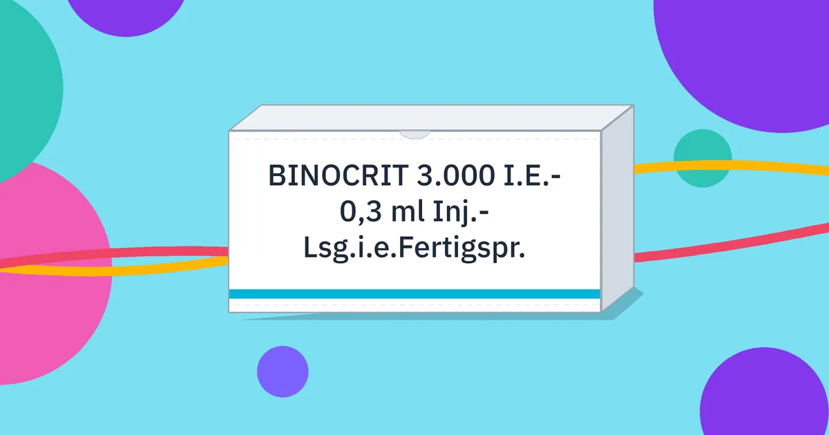 Symbolbild: Packung mit der Aufschrift BINOCRIT 3.000 I.E.-0,3 ml Inj.-Lsg.i.e.Fertigspr. (PZN 16941874) – Verfügbarkeit und Bezug in Apotheken in Frankfurt am Main