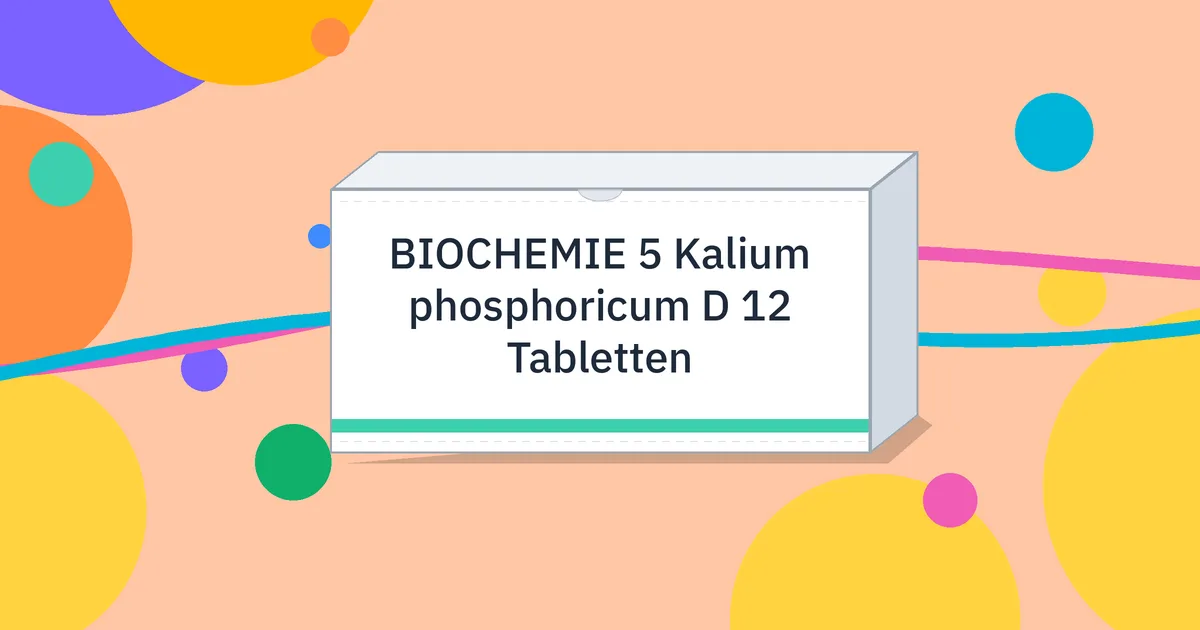 Symbolbild: Packung mit der Aufschrift BIOCHEMIE 5 Kalium phosphoricum D 12 Tabletten (PZN 03420180) – Verfügbarkeit und Bezug in Apotheken in Frankfurt am Main