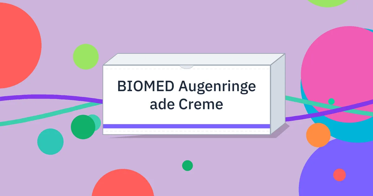 Symbolbild: Packung mit der Aufschrift BIOMED Augenringe ade Creme (PZN 11554569) – Verfügbarkeit und Bezug in Apotheken in Frankfurt am Main