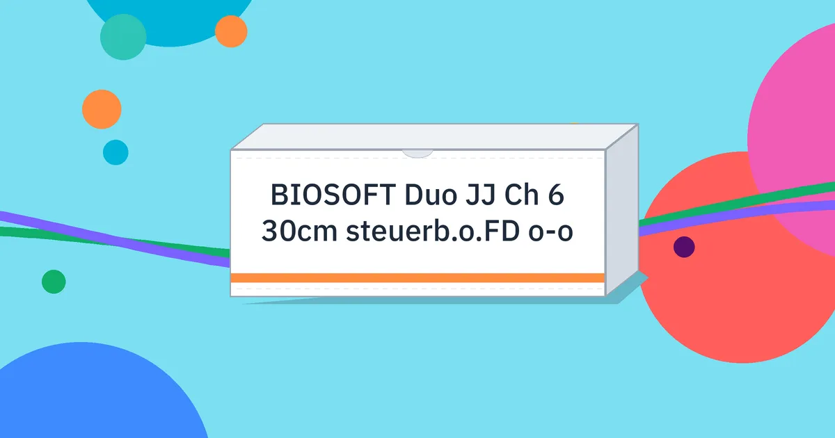 Symbolbild: Packung mit der Aufschrift BIOSOFT Duo JJ Ch 6 30cm steuerb.o.FD o-o (PZN 17510030) – Verfügbarkeit und Bezug in Apotheken in Frankfurt am Main