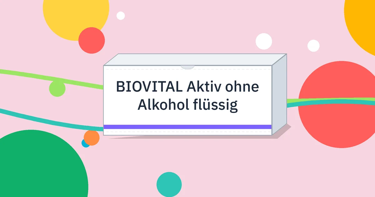Symbolbild: Packung mit der Aufschrift BIOVITAL Aktiv ohne Alkohol flüssig (PZN 04182529) – Verfügbarkeit und Bezug in Apotheken in Frankfurt am Main
