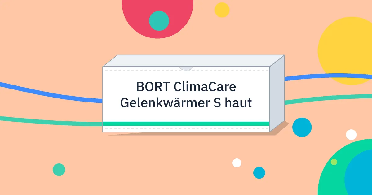 Symbolbild: Packung mit der Aufschrift BORT ClimaCare Gelenkwärmer S haut (PZN 01395242) – Verfügbarkeit und Bezug in Apotheken in Frankfurt am Main