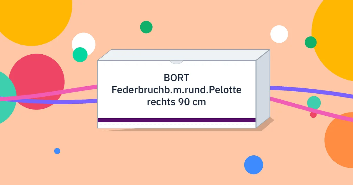 Symbolbild: Packung mit der Aufschrift BORT Federbruchb.m.rund.Pelotte rechts 90 cm (PZN 07195142) – Verfügbarkeit und Bezug in Apotheken in Frankfurt am Main