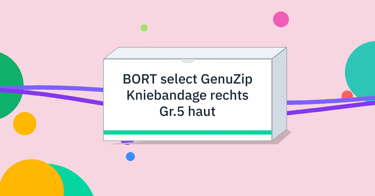 Symbolbild: Packung mit der Aufschrift BORT select GenuZip Kniebandage rechts Gr.5 haut (PZN 16844332) – Verfügbarkeit und Bezug in Apotheken in Frankfurt am Main