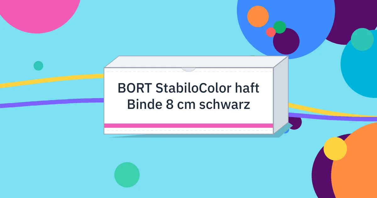 Symbolbild: Packung mit der Aufschrift BORT StabiloColor haft Binde 8 cm schwarz (PZN 07672518) – Verfügbarkeit und Bezug in Apotheken in Frankfurt am Main