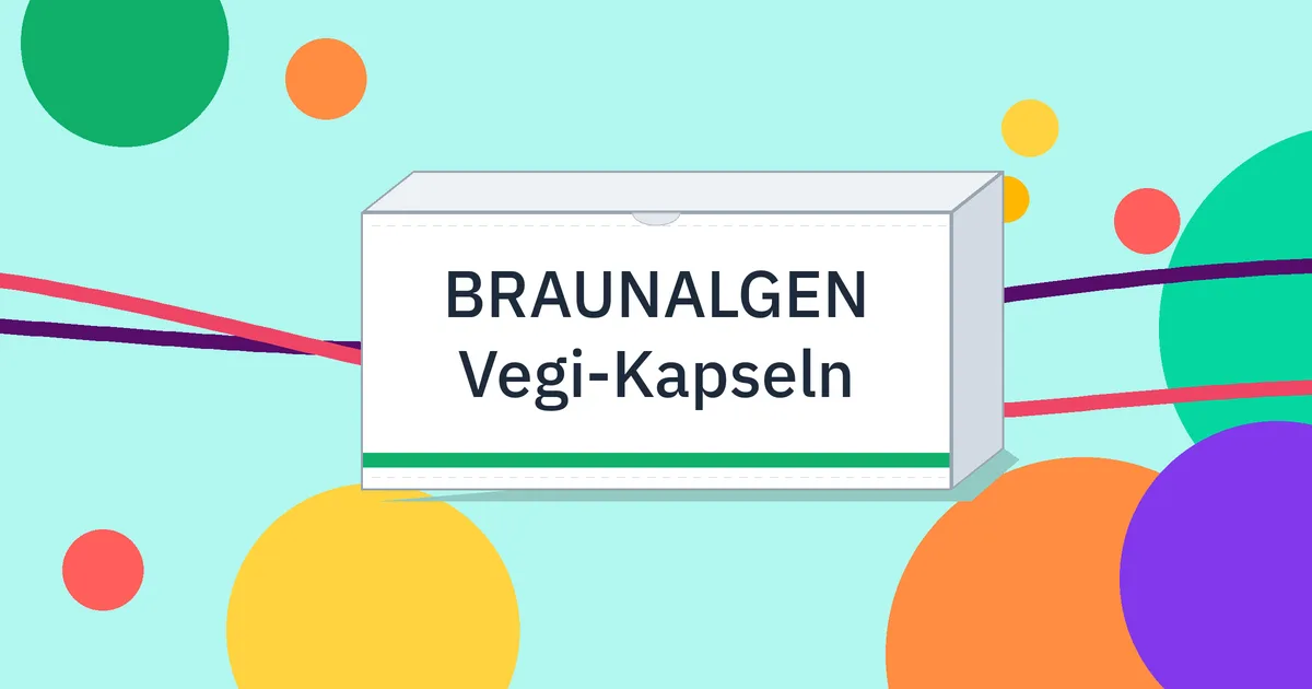 Symbolbild: Packung mit der Aufschrift BRAUNALGEN Vegi-Kapseln (PZN 00276802) – Verfügbarkeit und Bezug in Apotheken in Frankfurt am Main