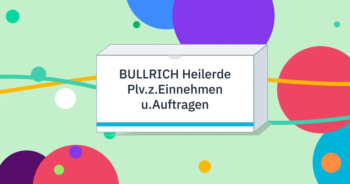 Symbolbild: Packung mit der Aufschrift BULLRICH Heilerde Plv.z.Einnehmen u.Auftragen (PZN 06882366) – Verfügbarkeit und Bezug in Apotheken in Frankfurt am Main