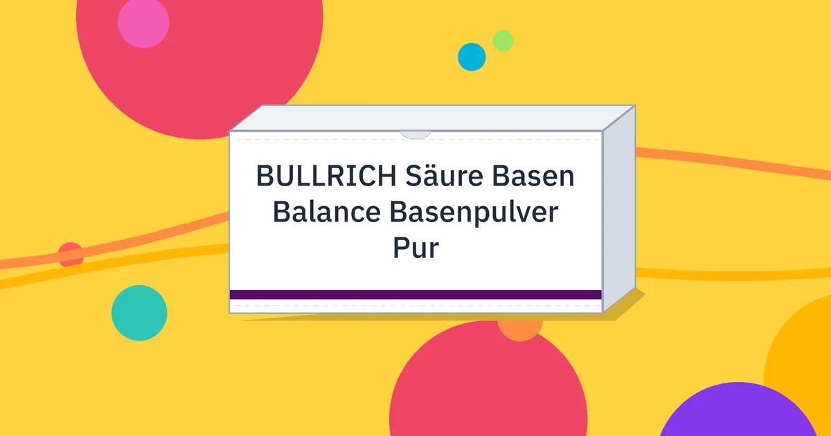 Symbolbild: Packung mit der Aufschrift BULLRICH Säure Basen Balance Basenpulver Pur (PZN 13908184) – Verfügbarkeit und Bezug in Apotheken in Frankfurt am Main