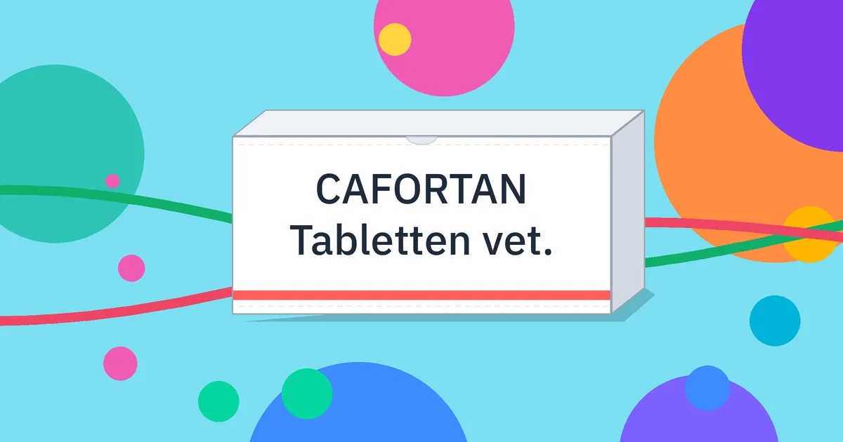 Symbolbild: Packung mit der Aufschrift CAFORTAN Tabletten vet. (PZN 20313681) – Verfügbarkeit und Bezug in Apotheken in Frankfurt am Main