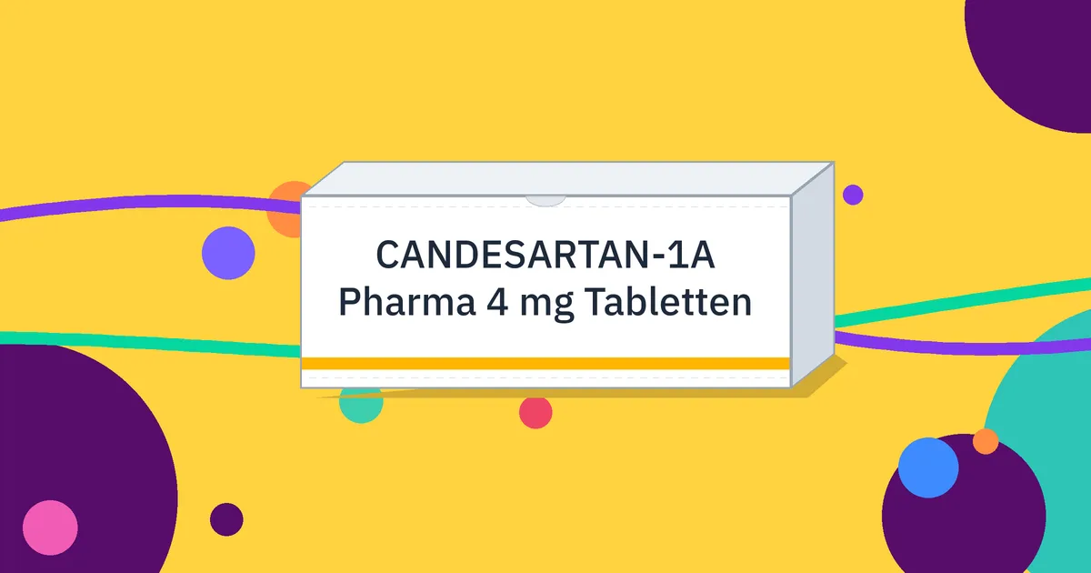 Symbolbild: Packung mit der Aufschrift CANDESARTAN-1A Pharma 4 mg Tabletten (PZN 19126809) – Verfügbarkeit und Bezug in Apotheken in Frankfurt am Main