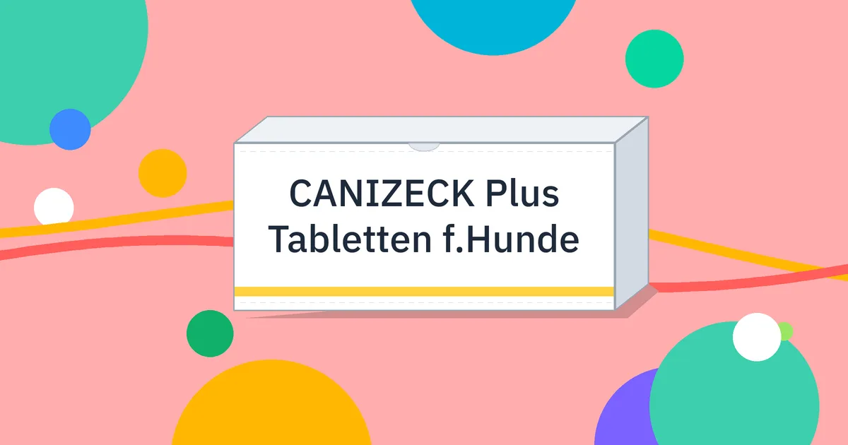 Symbolbild: Packung mit der Aufschrift CANIZECK Plus Tabletten f.Hunde (PZN 14126242) – Verfügbarkeit und Bezug in Apotheken in Frankfurt am Main
