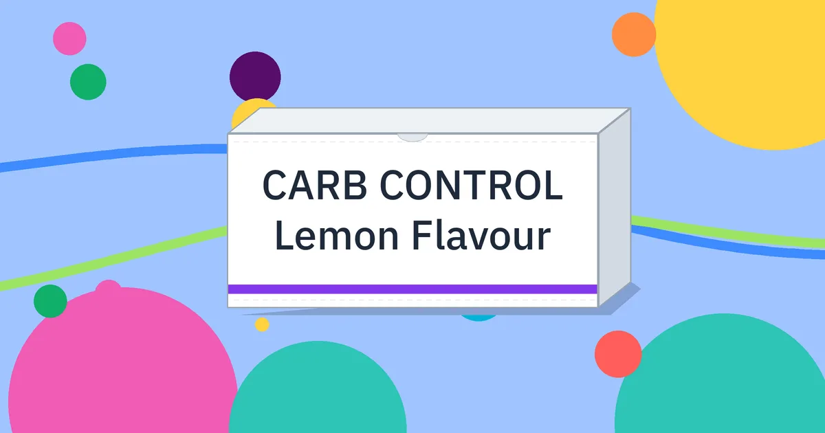 Symbolbild: Packung mit der Aufschrift CARB CONTROL Lemon Flavour (PZN 07090549) – Verfügbarkeit und Bezug in Apotheken in Frankfurt am Main
