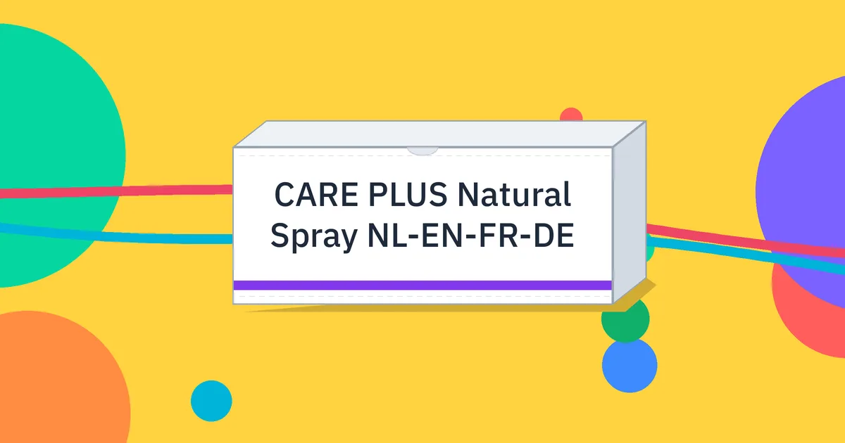 Symbolbild: Packung mit der Aufschrift CARE PLUS Natural Spray NL-EN-FR-DE (PZN 19753104) – Verfügbarkeit und Bezug in Apotheken in Frankfurt am Main