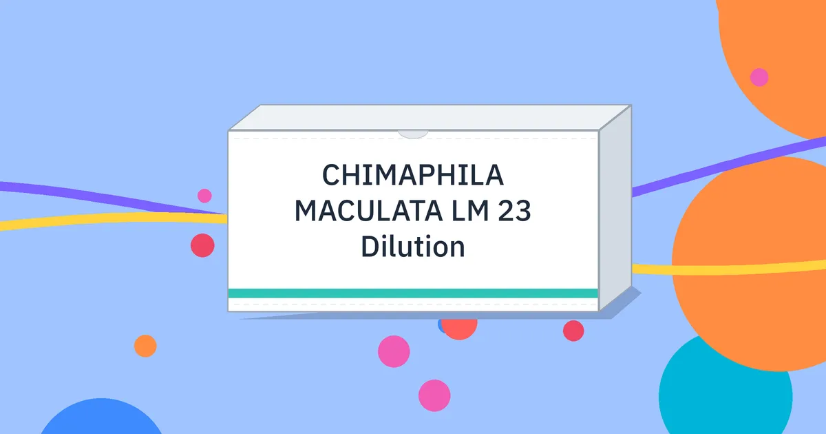 Symbolbild: Packung mit der Aufschrift CHIMAPHILA MACULATA LM 23 Dilution (PZN 13441929) – Verfügbarkeit und Bezug in Apotheken in Frankfurt am Main