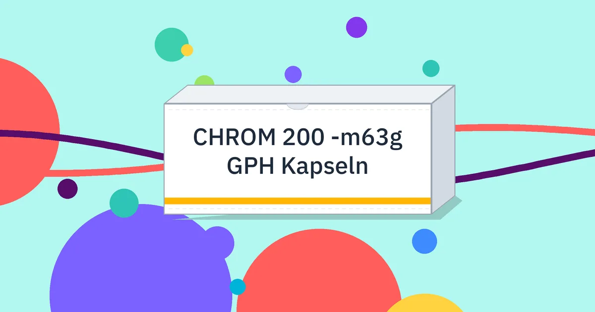 Symbolbild: Packung mit der Aufschrift CHROM 200 -m63g GPH Kapseln (PZN 17993212) – Verfügbarkeit und Bezug in Apotheken in Frankfurt am Main