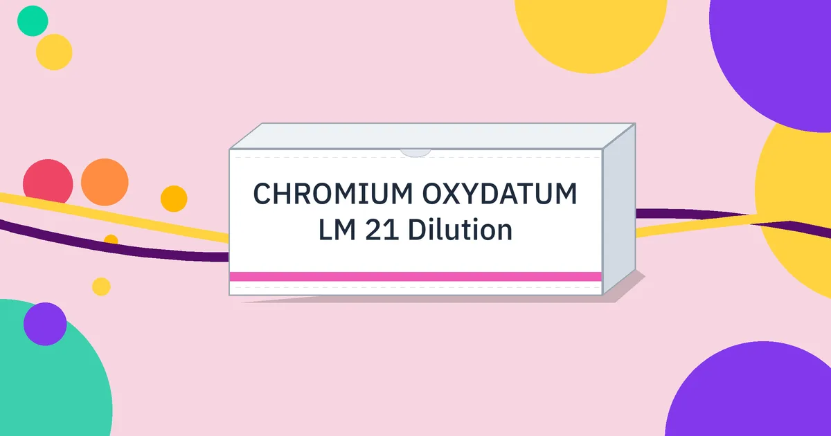 Symbolbild: Packung mit der Aufschrift CHROMIUM OXYDATUM LM 21 Dilution (PZN 13445608) – Verfügbarkeit und Bezug in Apotheken in Frankfurt am Main