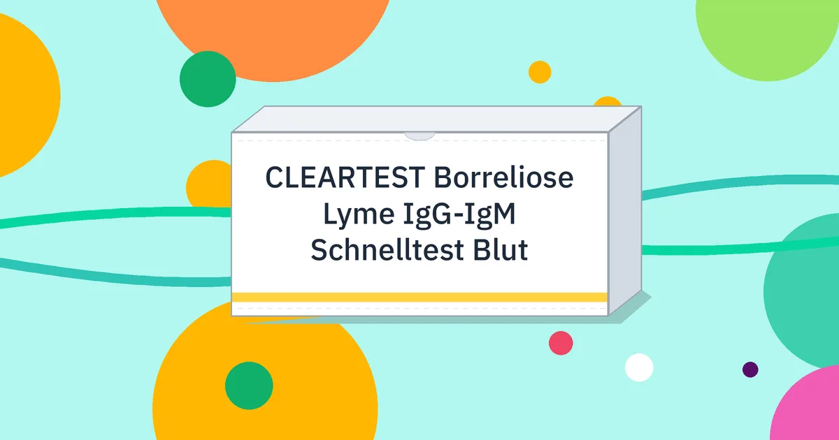 Symbolbild: Packung mit der Aufschrift CLEARTEST Borreliose Lyme IgG-IgM Schnelltest Blut (PZN 16734224) – Verfügbarkeit und Bezug in Apotheken in Frankfurt am Main