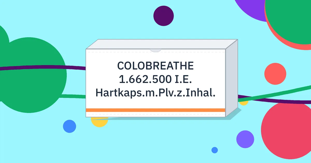 Symbolbild: Packung mit der Aufschrift COLOBREATHE 1.662.500 I.E. Hartkaps.m.Plv.z.Inhal. (PZN 09672706) – Verfügbarkeit und Bezug in Apotheken in Frankfurt am Main