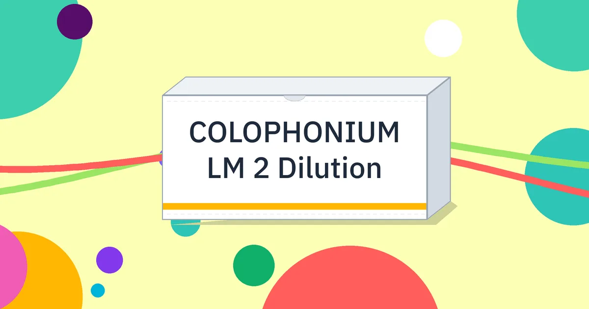 Symbolbild: Packung mit der Aufschrift COLOPHONIUM LM 2 Dilution (PZN 13448185) – Verfügbarkeit und Bezug in Apotheken in Frankfurt am Main