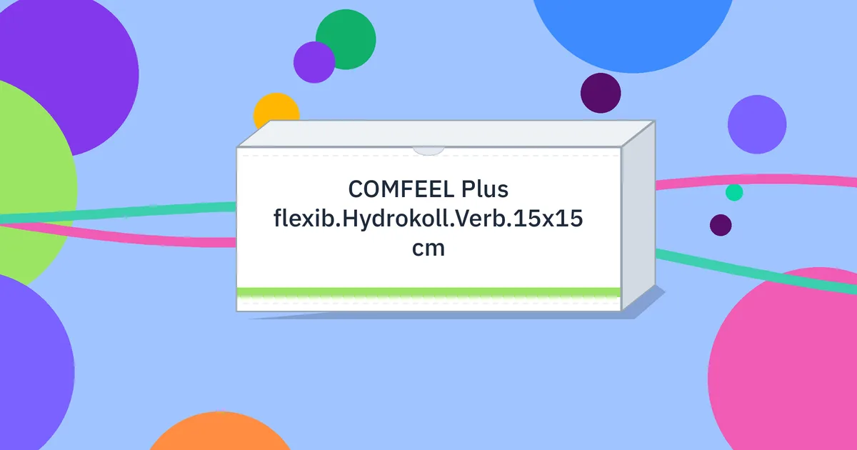 Symbolbild: Packung mit der Aufschrift COMFEEL Plus flexib.Hydrokoll.Verb.15x15 cm (PZN 20802693) – Verfügbarkeit und Bezug in Apotheken in Frankfurt am Main