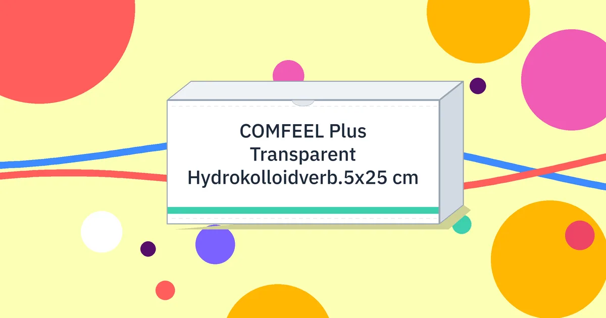 Symbolbild: Packung mit der Aufschrift COMFEEL Plus Transparent Hydrokolloidverb.5x25 cm (PZN 19521316) – Verfügbarkeit und Bezug in Apotheken in Frankfurt am Main