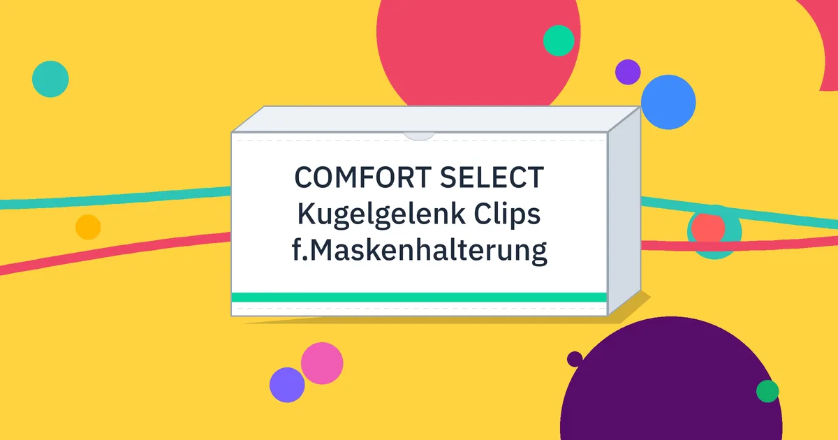 Symbolbild: Packung mit der Aufschrift COMFORT SELECT Kugelgelenk Clips f.Maskenhalterung (PZN 02825615) – Verfügbarkeit und Bezug in Apotheken in Frankfurt am Main