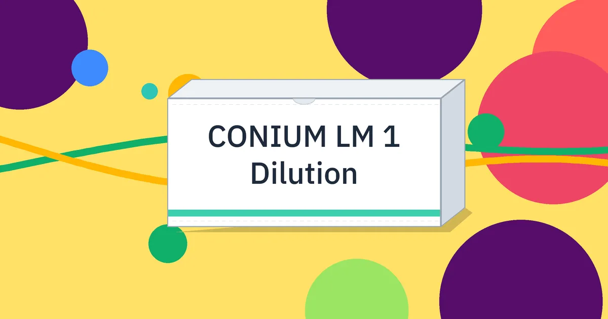 Symbolbild: Packung mit der Aufschrift CONIUM LM 1 Dilution (PZN 12832935) – Verfügbarkeit und Bezug in Apotheken in Frankfurt am Main