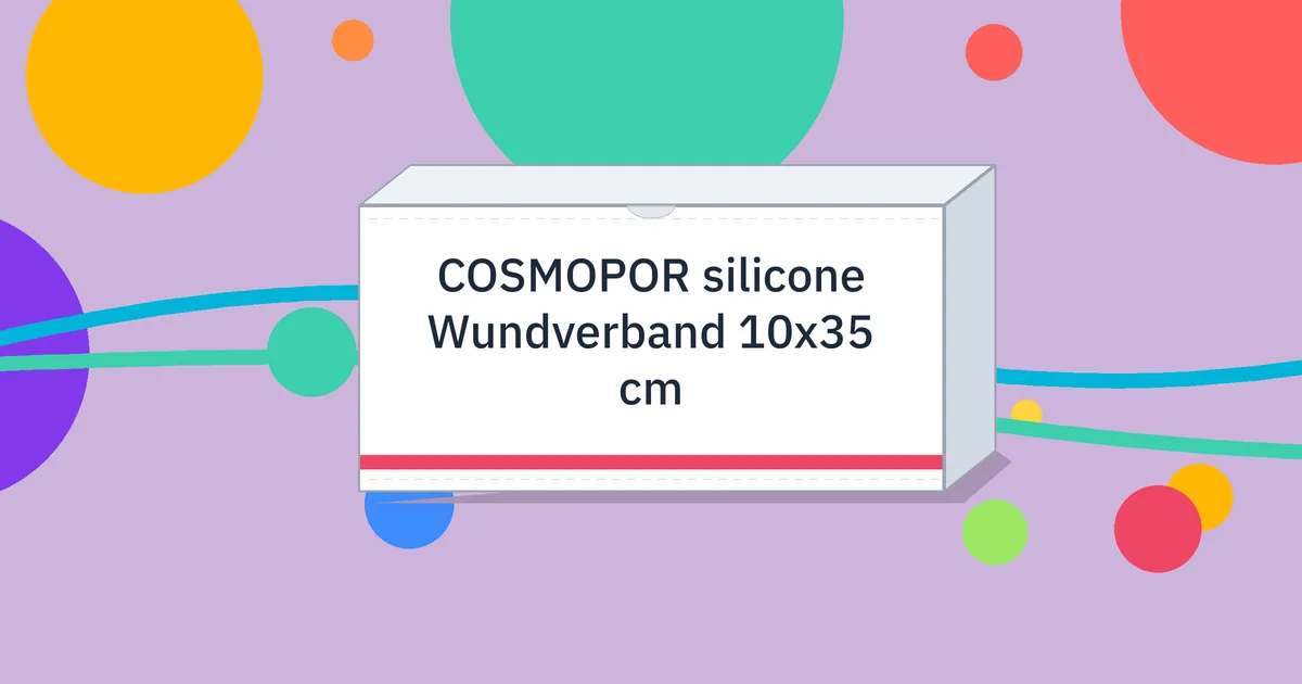 Symbolbild: Packung mit der Aufschrift COSMOPOR silicone Wundverband 10x35 cm (PZN 18729925) – Verfügbarkeit und Bezug in Apotheken in Frankfurt am Main
