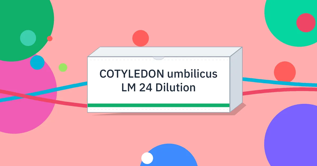 Symbolbild: Packung mit der Aufschrift COTYLEDON umbilicus LM 24 Dilution (PZN 13455966) – Verfügbarkeit und Bezug in Apotheken in Frankfurt am Main