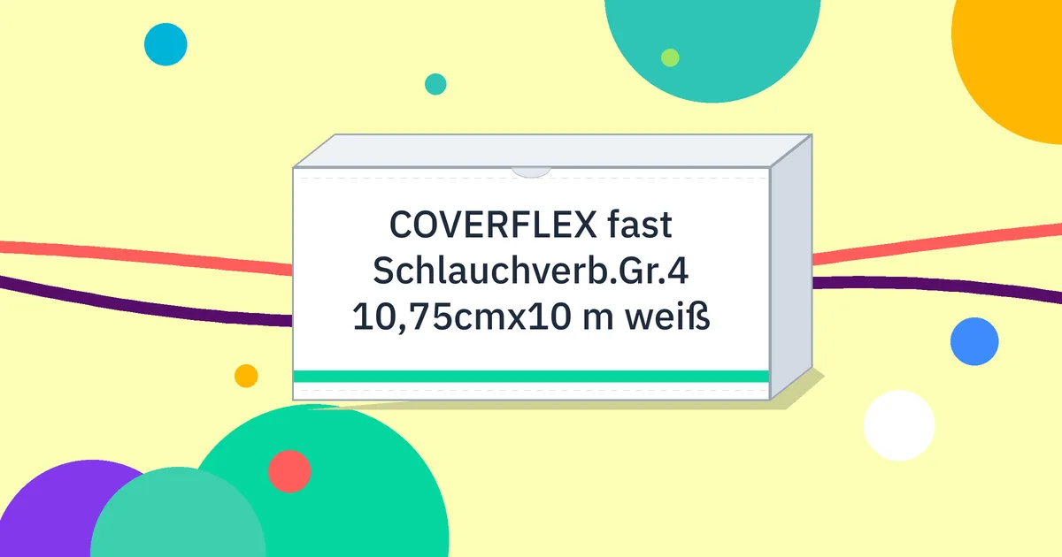 Symbolbild: Packung mit der Aufschrift COVERFLEX fast Schlauchverb.Gr.4 10,75cmx10 m weiß (PZN 13828338) – Verfügbarkeit und Bezug in Apotheken in Frankfurt am Main